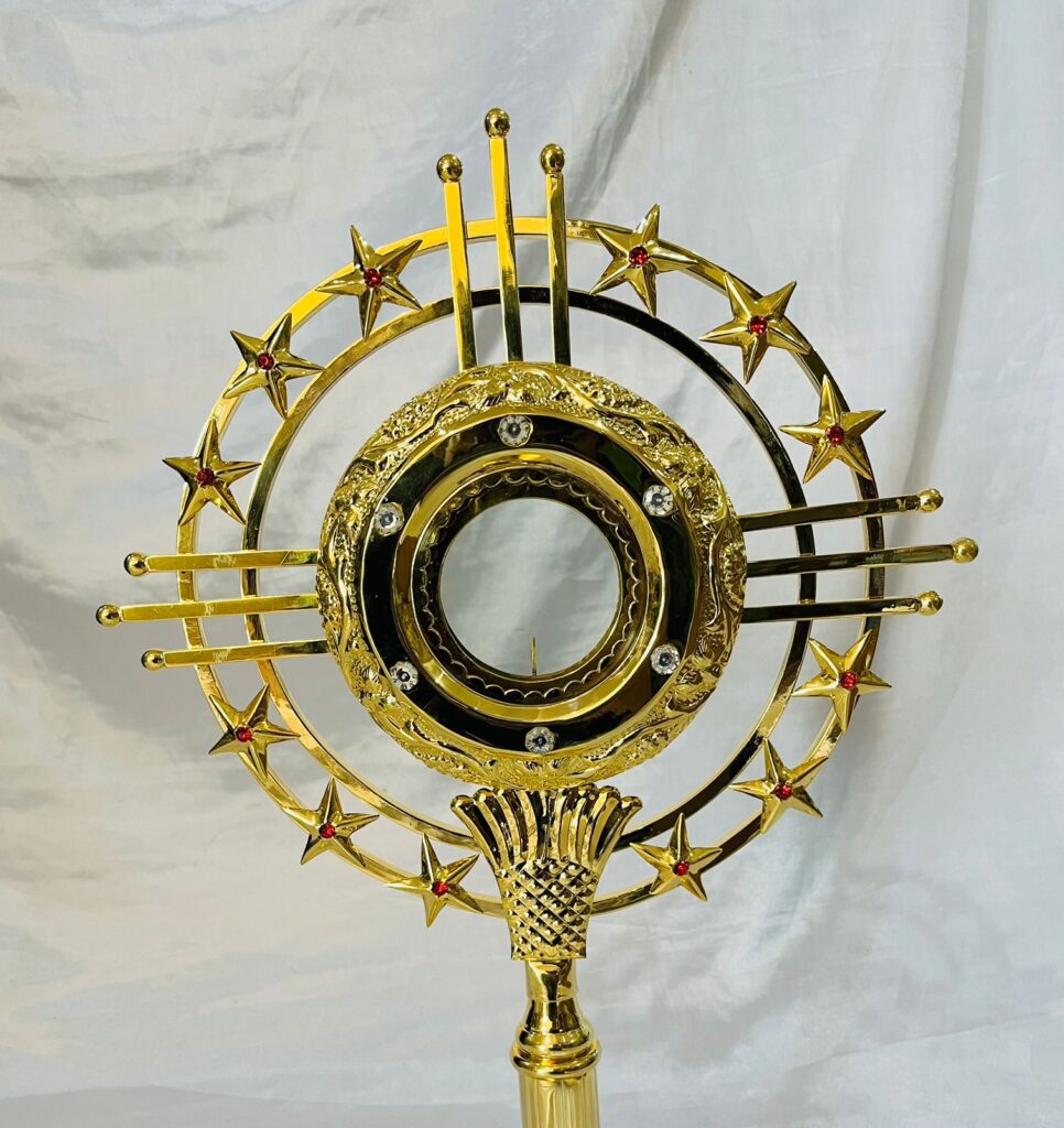1.9 feet Gold Plated Monstrance - la corona del rosario Christian ...